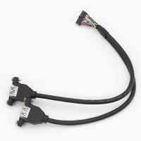 China OEM Screw Locking Stud Dual USB 3.0 Type A Female Panel Mount Cable with Molex Connector for sale