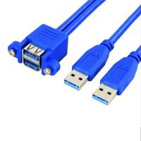 China Dual Type A Male to Female Panel Mount USB 3.0 Extension Cable for sale
