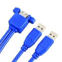 China Dual Type A Male to Female Panel Mount USB 3.0 Extension Cable for sale