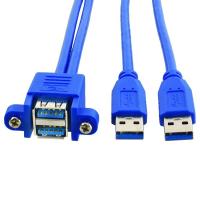 China Dual Type A Male to Female Panel Mount USB 3.0 Extension Cable for sale