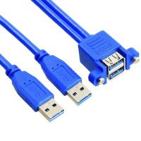 China Dual Type A Male to Female Panel Mount USB 3.0 Extension Cable for sale