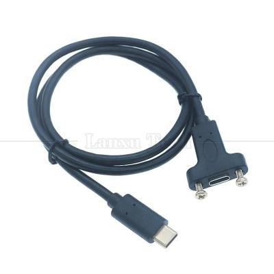 China USB 3.1 Gen2 Screw Locking Stud USB Type C Panel Mount Extension Cable 1M for sale