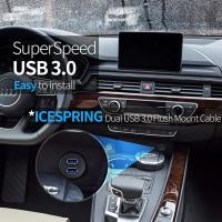 China Waterproof Dual USB 3.0 Flush Mount Extension Cable 1m for Car Motorcycle Dashboard Panel for sale