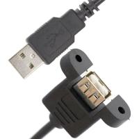 China 1ft 3ft 10ft Screw Locking Stud Male to Female Panel Mount USB 2.0 Type A Extension Cable for sale