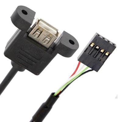 China High Quality Screw Locking Stud 1M 2M USB Female Panel Mount to Dupont Wire Cable for sale
