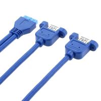 China Dual Panel Mount USB 3.0 A Female to IDC 20 Pin Female Motherboard Cable 1m for sale