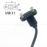 China Screw Panel Mount USB Type C 3.1 Extension Cable Male to Female 0.3m 0.5m for sale