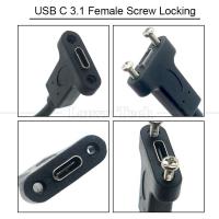 China USB C 3.1 Panel Mount Extension Cable 10Gbps 0.3m Male to Female Screw Locking for sale