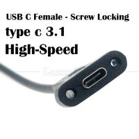 China USB C 3.1 Panel Mount Extension Cable 10Gbps 0.3m Male to Female Screw Locking for sale