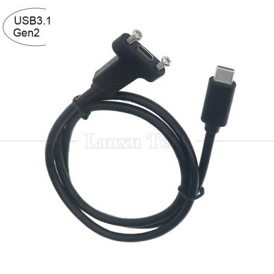 China USB 3.1 Gen2 10Gbps Screw Locking USB Type C Male to Female Panel Mount Extension Cable 1M for sale