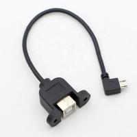 China Custom Screw Locking 90 Degree Angle Micro B Male USB 2.0 Type B Female Panel Mount Extension Cable for sale