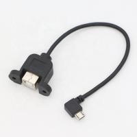 China Custom Screw Locking 90 Degree Angle Micro B Male USB 2.0 Type B Female Panel Mount Extension Cable for sale
