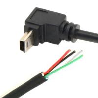 China 90 Degree Up Down Left Right Angle Mini USB to Open 4 Wires End Pigtail Cable for sale