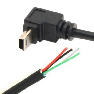 China 90 Degree Up Down Left Right Angle Mini USB to Open 4 Wires End Pigtail Cable for sale