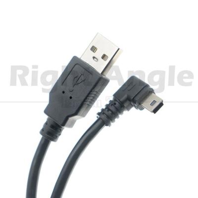 China Custom 90 Degree USB A to Mini 5-Pin Extension Cable 1m 2m 3m Length with 0.5A 1A 2A Charging Current for Cameras for sale
