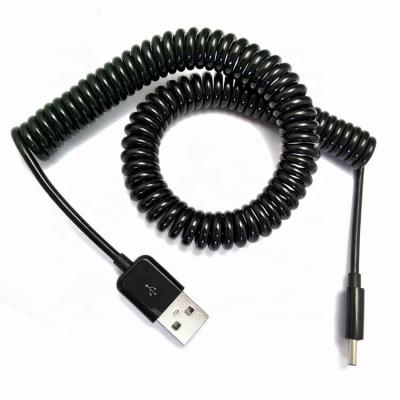 China Retractable Spiral Coiled USB to Mini B 5-Pin Data Charger Cable - 1M 2M 3M Length Options with 1A 2A 3A Charging Current for sale