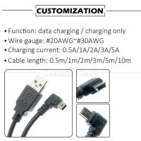 China 90° Left Angle USB A Male to Mini 5P Cable for PS3 Controller - 1M Length, 2A Charging Current for sale