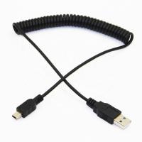 China Spring Coiled USB 2.0 Mini B Extension Cable 1m-3m Length with 0.5A-2A Charging for Camera and PS3 for sale