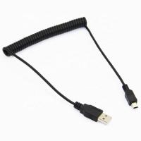 China Spring Coiled USB 2.0 Mini B Extension Cable 1m-3m Length with 0.5A-2A Charging for Camera and PS3 for sale