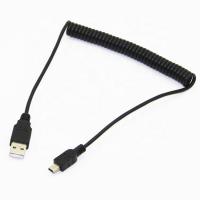 China Spring Coiled USB 2.0 Mini B Extension Cable 1m-3m Length with 0.5A-2A Charging for Camera and PS3 for sale