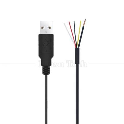 China Shield USB A Male to 4 Bare Wires Open End Pigtail Cable 0.1M-5M Length for DIY Electronics and Charging for sale