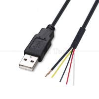 China Shield USB A Male to 4 Bare Wires Open End Pigtail Cable 0.1M-5M Length for DIY Electronics and Charging for sale