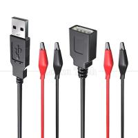 China USB Male to Dual Copper Alligator Clips Test Leads 60cm 2A Charging Cable for Electrical Circuit for sale