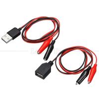 China USB Male to Dual Copper Alligator Clips Test Leads 60cm 2A Charging Cable for Electrical Circuit for sale