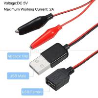 China USB Male to Dual Copper Alligator Clips Test Leads 60cm 2A Charging Cable for Electrical Circuit for sale
