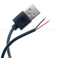 China 5V USB 2.0 A Male to 2-Pin Open Wire Pigtail Cable 1M for LED Strips and DIY Electronics for sale