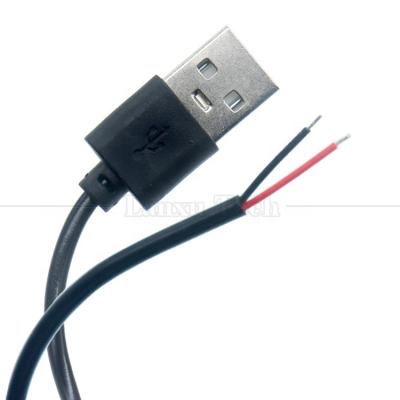 China 5V USB 2.0 A Male to 2-Pin Open Wire Pigtail Cable 1M for LED Strips and DIY Electronics for sale