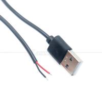 China 5V USB 2.0 A Male to 2-Pin Open Wire Pigtail Cable 1M for LED Strips and DIY Electronics for sale