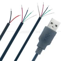 China 5V USB to Bare Wires Cable with 0.5A-10A Current Options for LED Strips and Raspberry Pi Projects for sale