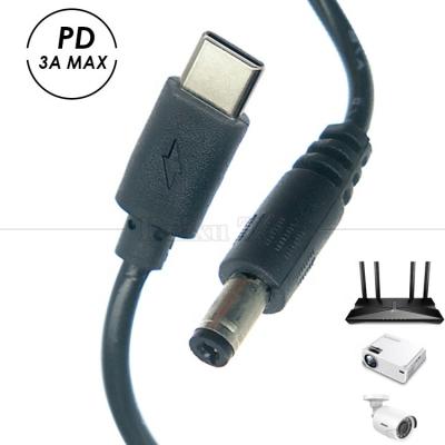 China USB Type C to DC 5.5x2.1mm PD Charging Cable 3A 9V 12V 15V 20V for Router Modem Projector Camera for sale