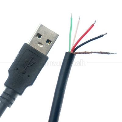 China Custom USB A Male to Bare Wire Pigtail Cable 1m Length with 600mA Charging Current for DIY Electronics for sale