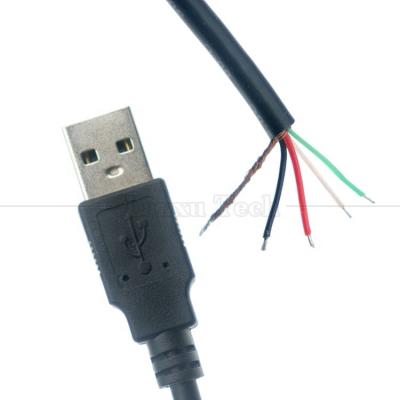 China Custom USB 2.0 A Male to Stripped Wires Pigtail Cable - 1m to 5m Length Options for DIY Electronics for sale