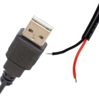 China USB 2.0 A Male to Bare Wire End Pigtail Cable 1m Length with 600mA Charging Current for DIY Electronics for sale