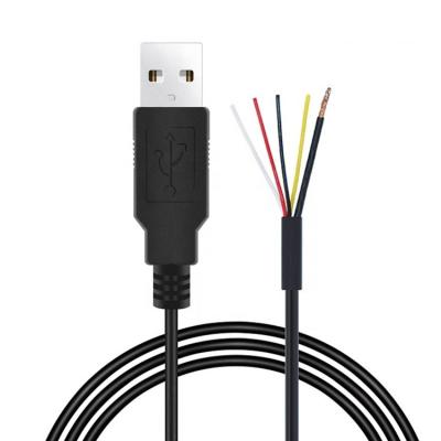 China Custom Shielded USB 2.0 A Male to Bare Wire Pigtail Cable 1m for DIY Data Charging for sale