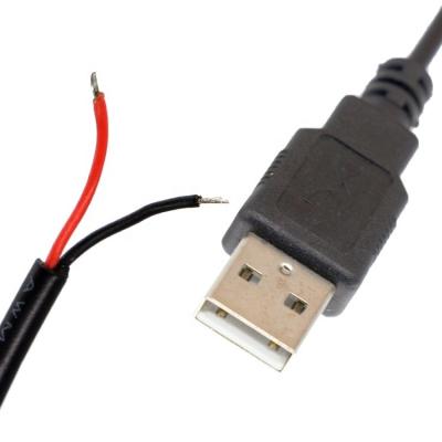 China USB 2.0 A Male to Bare Wire End Pigtail Cable 1m Length for DIY Electronics and Charging Applications for sale
