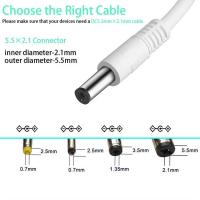 China White USB 2.0 A Male to DC 5.5x2.1mm Power Charger Cable 1M 5V for sale