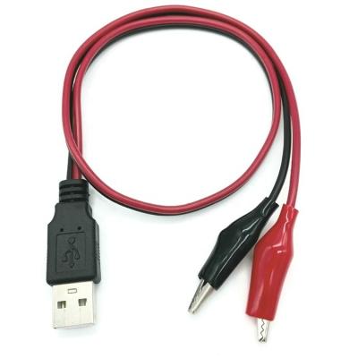 China Crocodile Alligator Clip to USB A Male Test Wire Adapter Cable 60cm for Circuit Testing for sale