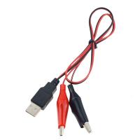 China Crocodile Alligator Clip to USB A Male Test Wire Adapter Cable 60cm for Circuit Testing for sale