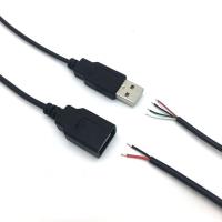 China USB 2.0 Type A Female to Open Pigtail 4 Wire Tinned Cable 0.3m for LED Strip Charging for sale