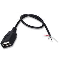 China USB 2.0 Type A Female to Open Pigtail 4 Wire Tinned Cable 0.3m for LED Strip Charging for sale