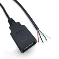China USB 2.0 Type A Female to Open Pigtail 4 Wire Tinned Cable 0.3m for LED Strip Charging for sale