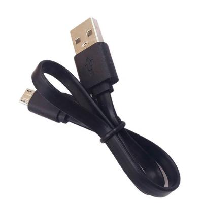 China 30cm Short Flat Micro USB Cable with 2.4A Fast Charging - Black/White Noodle Design for Phones & Power Banks for sale