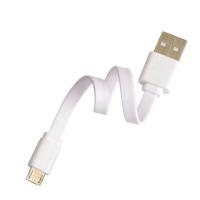 China 30cm Short Flat Micro USB Cable with 2.4A Fast Charging - Black/White Noodle Design for Phones & Power Banks for sale