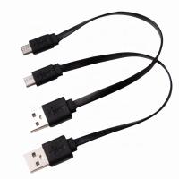 China 30cm Short Flat Micro USB Cable with 2.4A Fast Charging - Black/White Noodle Design for Phones & Power Banks for sale