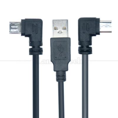 China 90 Degree Right Angle Micro USB B to USB A Cable 1m-3m Length 5A Charging Current Data Charger for sale