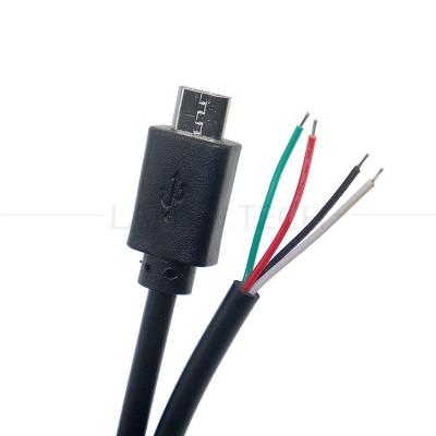 China OEM Custom Micro B 5 Pin USB Male to Open Pigtail Bare Wires Cable 10cm 24AWG for sale
